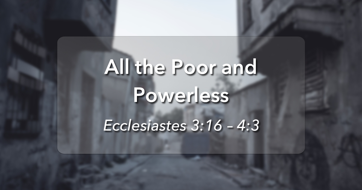 Glencairn Baptist Church – All the Poor and Powerless